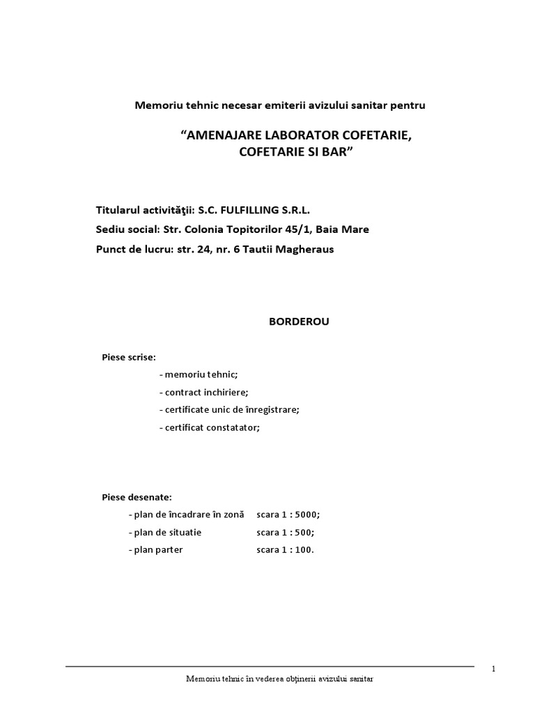 Memoriu Sanepid | PDF