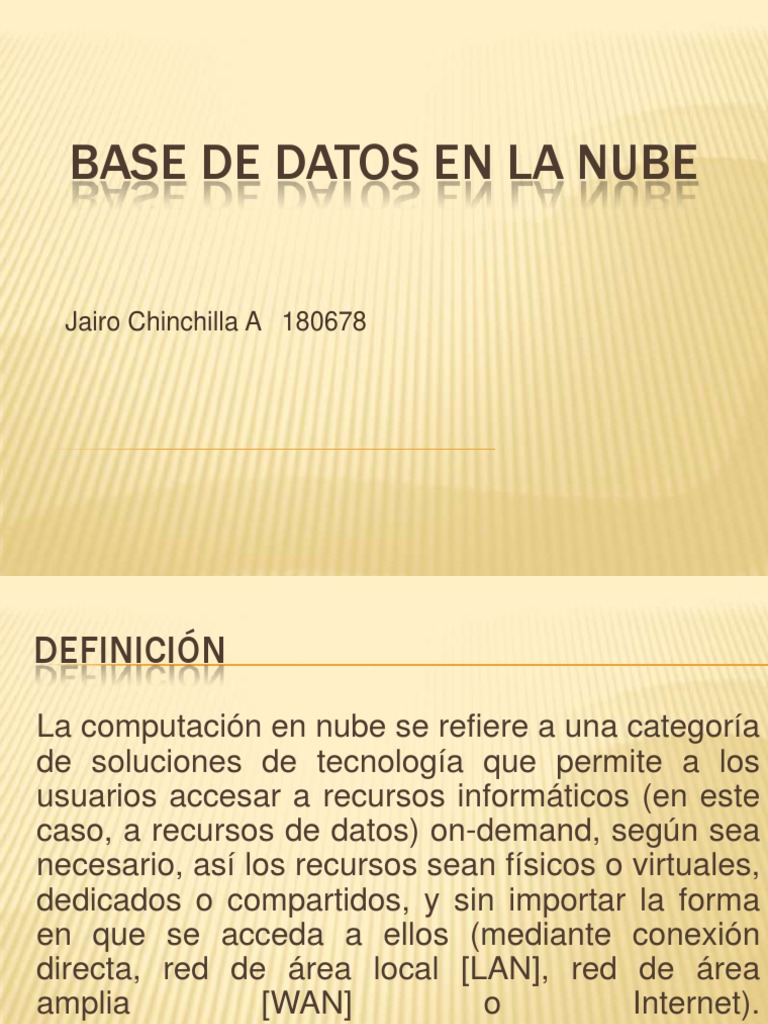 Base de Datos en La Nube | PDF | Computación en la nube | Bases de datos