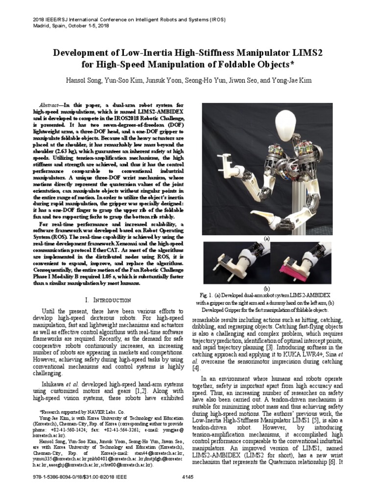 Development of Low-Inertia High-Stiffness Manipulator LIMS2 For High-Speed Manipulation of ...