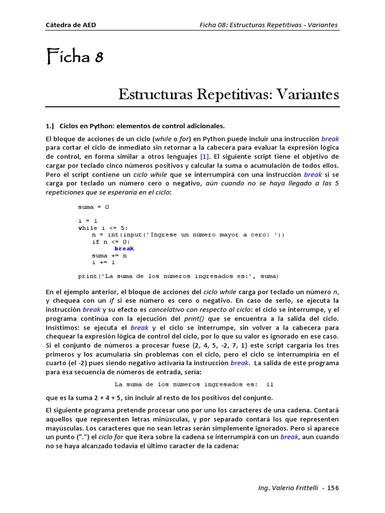 Estructuras Repetitivas en Python | PDF | Python (lenguaje de ...