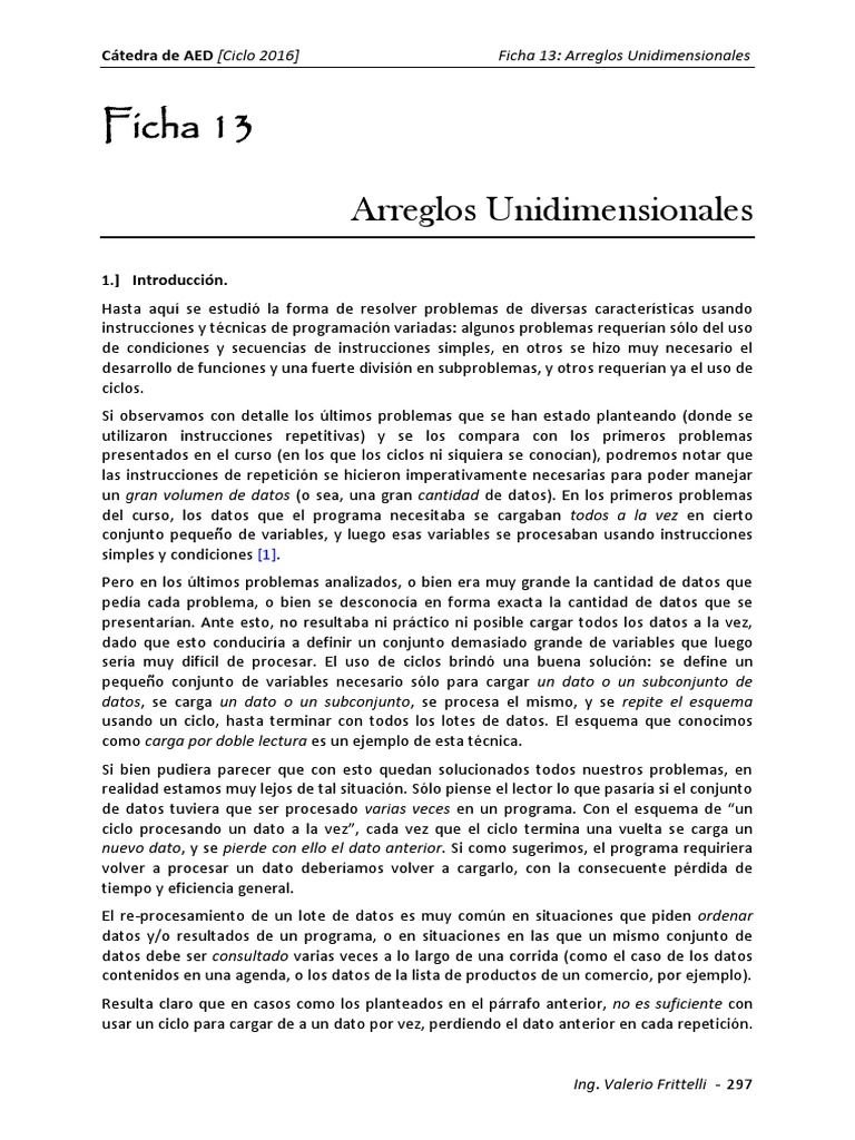 Ficha 13 (2016) - Arreglos Unidimensionales (Python) PDF | PDF | Estructura de datos de matriz ...
