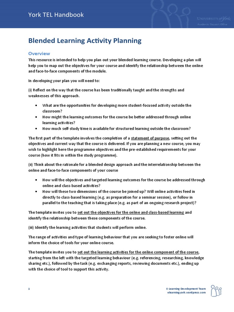 Blended Learning Activity Planning | PDF | Educational Technology ...