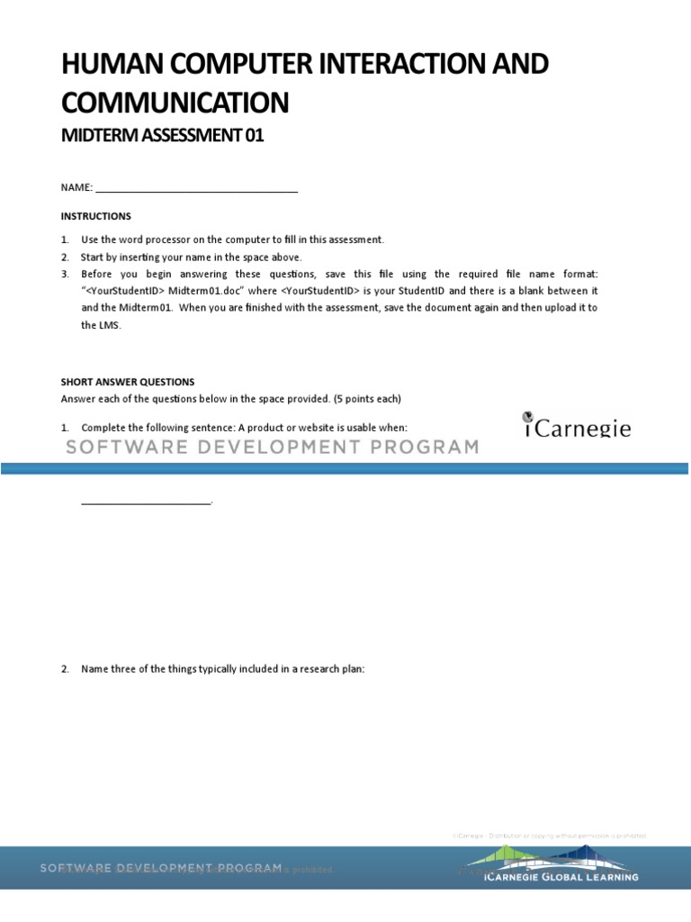 Human Computer Interaction and Communication: Midterm Assessment 01 | PDF | Interview | Usability