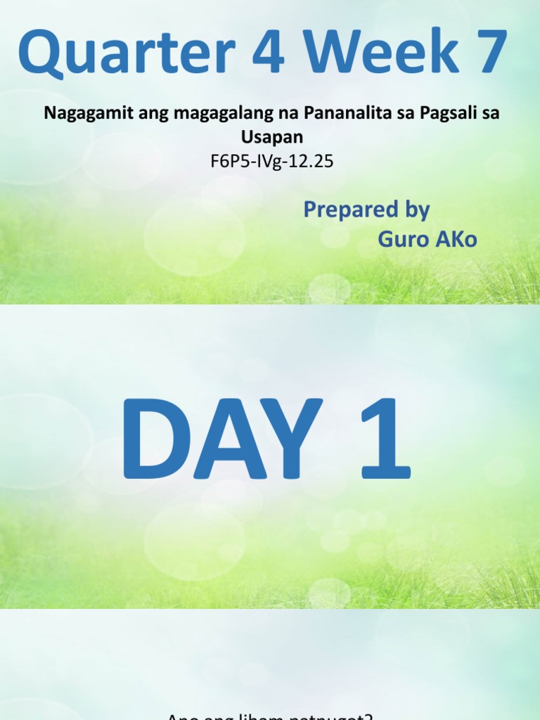 Filipino 6 Q4 W7 D1 5 | PDF