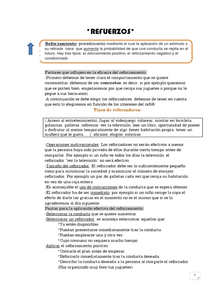 REFUERZOS | PDF | Reforzamiento | Extinción