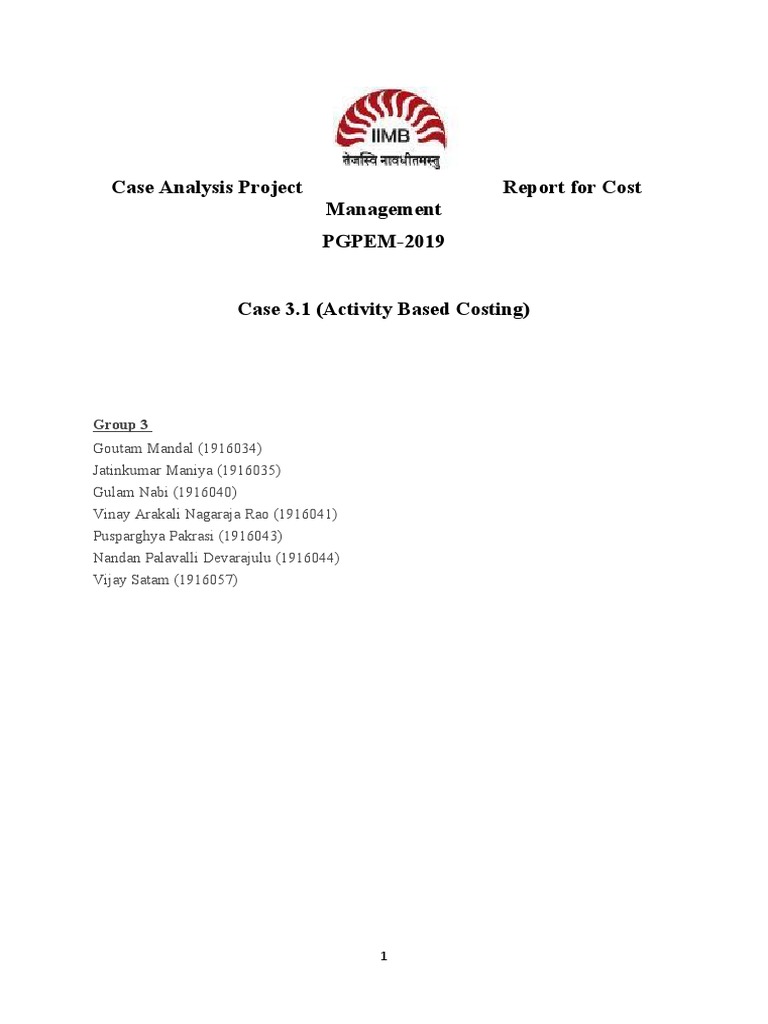 Case Analysis Project Report Cost Management | PDF | Chocolate | Cost