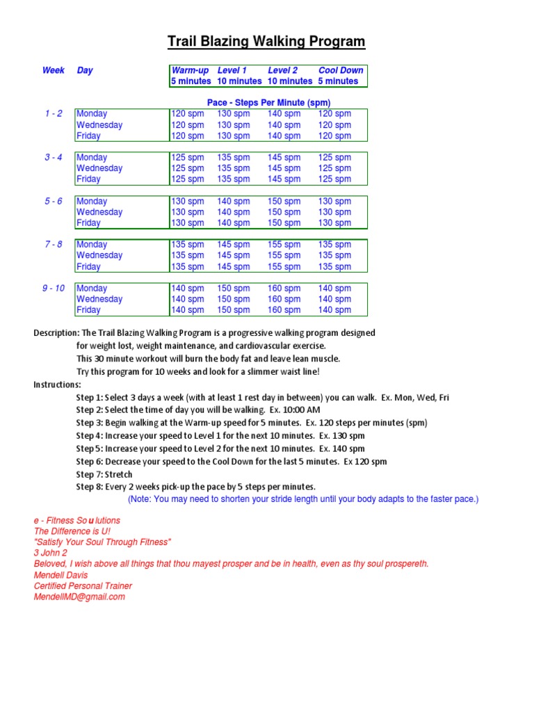 Walking Program - Beginner | Download Free PDF | Hobbies | Management ...