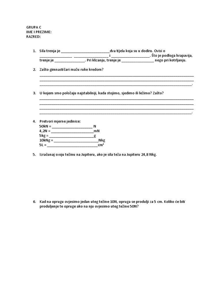 GRUPA C 7. Fizika | PDF