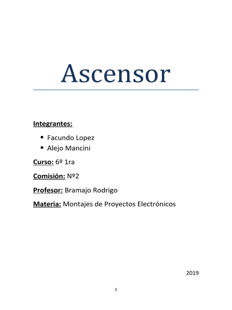 Ascensor Informe Final | PDF | Ascensor | Relé