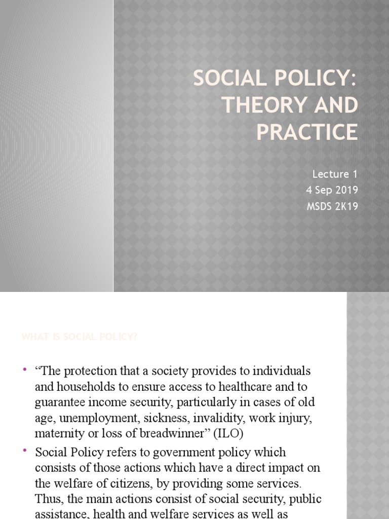 Social Policy: Theory and Practice: 4 Sep 2019 MSDS 2K19 | PDF ...