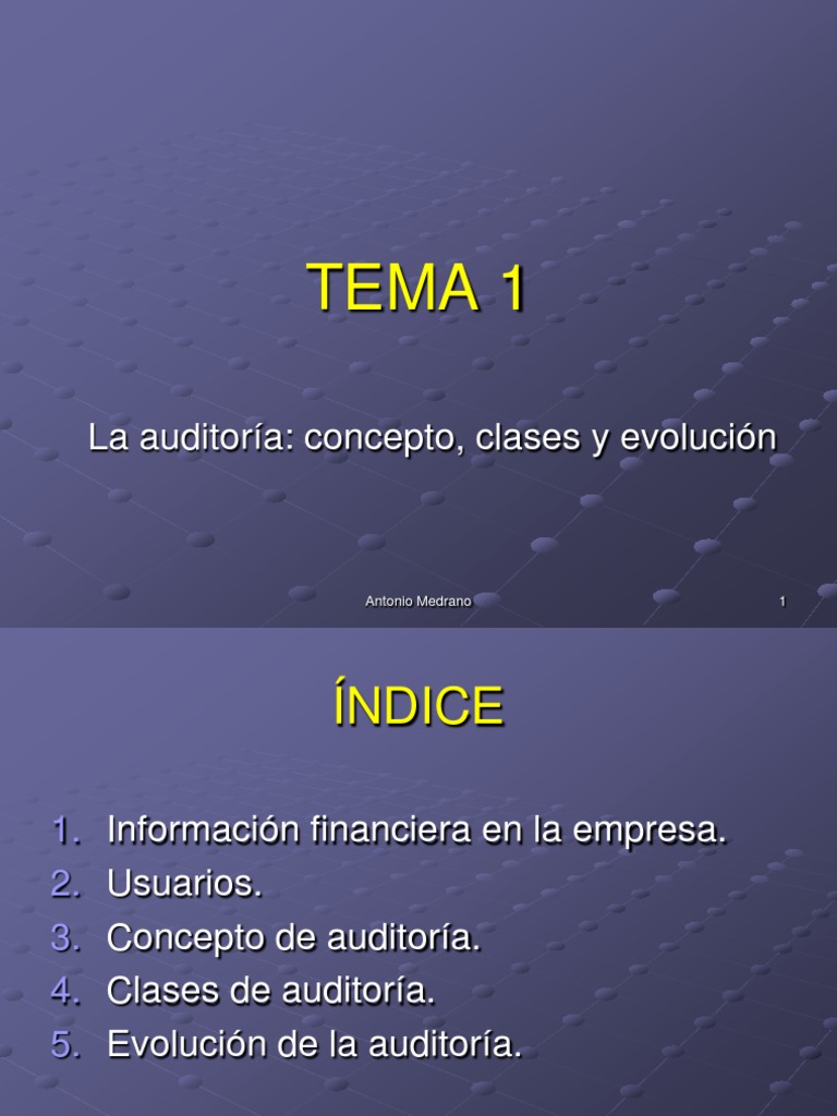 Tema 1 La Auditoría. Concepto, Clases y Evolución | PDF | Contabilidad ...