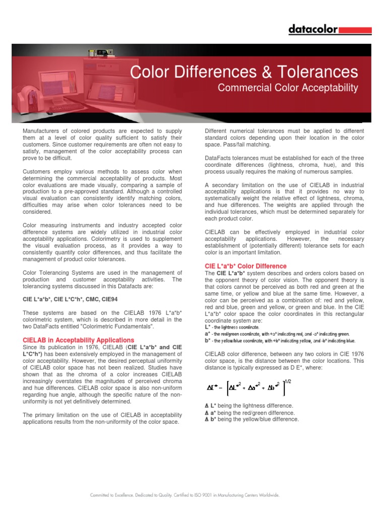 Color Differences & Tolerances | Download Free PDF | Hue | Image Processing