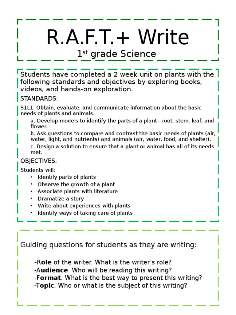 R.A.F.T.+ Write: 1 Grade Science | PDF | Plants | Leaf