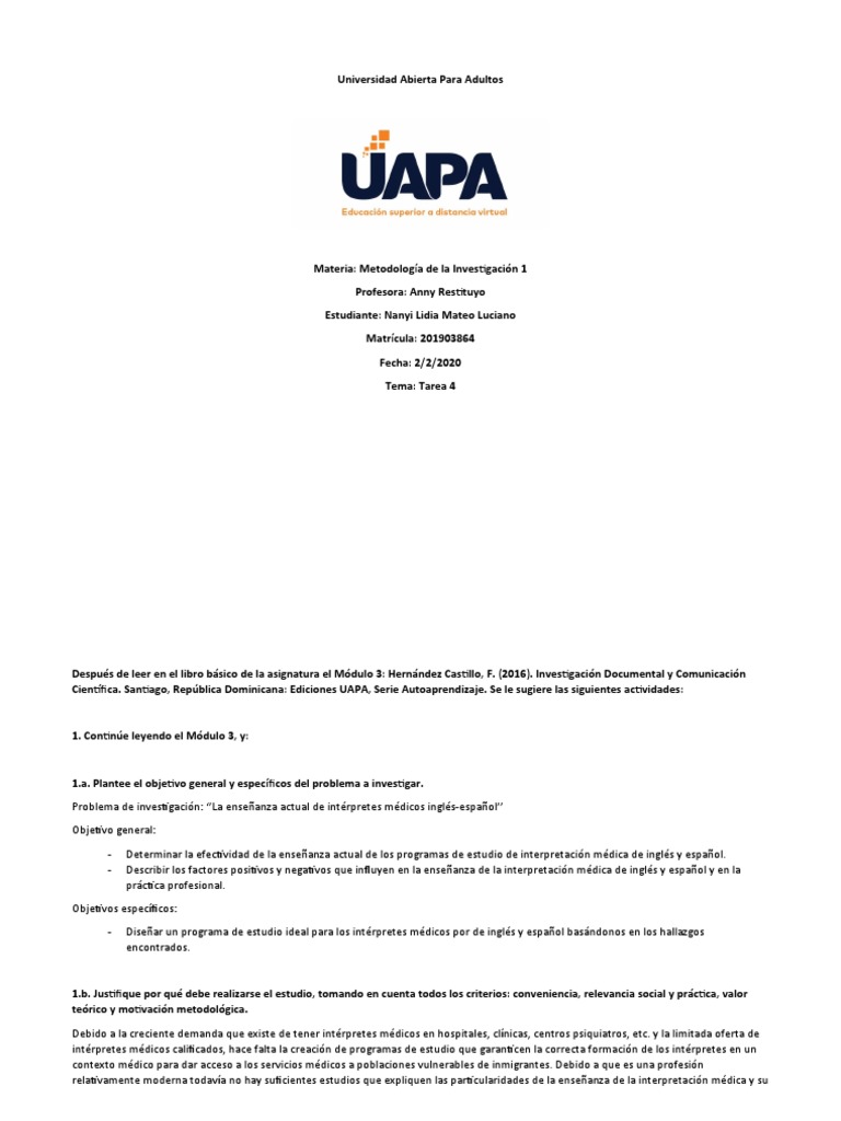 Tarea 4 Metd Investigación | PDF | Ciencia cognitiva | Cognición