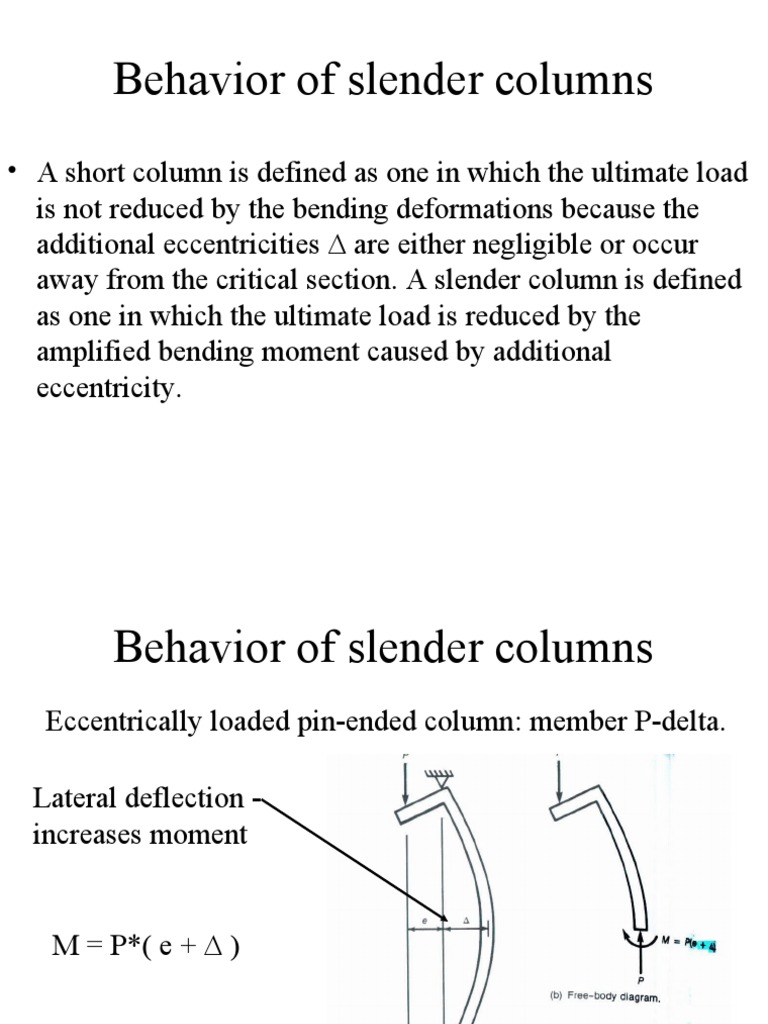 Behavior of Slender Columns | PDF | Beam (Structure) | Column