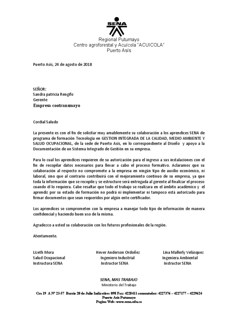 Oficio Proyecto Empresa | PDF