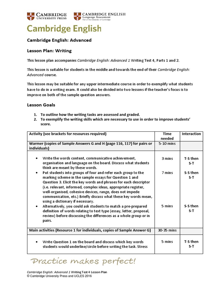 Writing Strategy and Tips - CAE PDF | PDF | Question | Lesson Plan