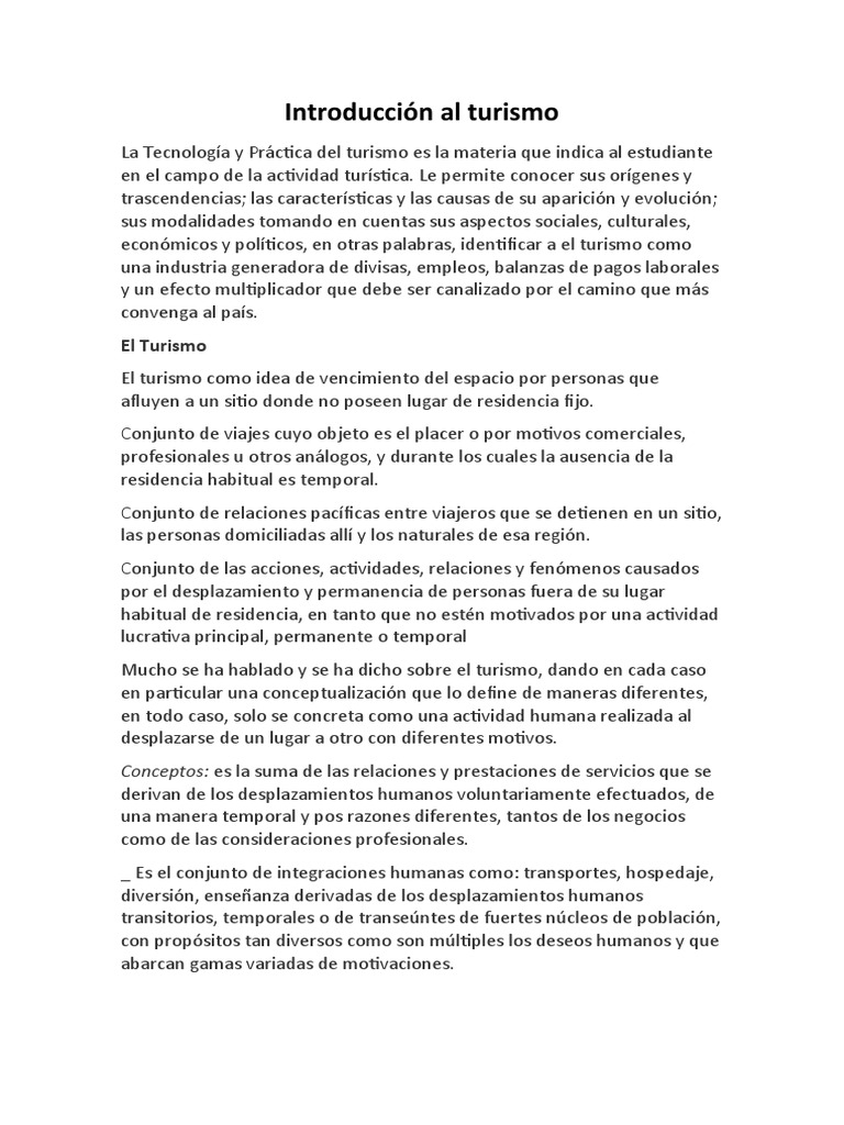 Introducción Al Turismo | PDF | Turismo | Ocio