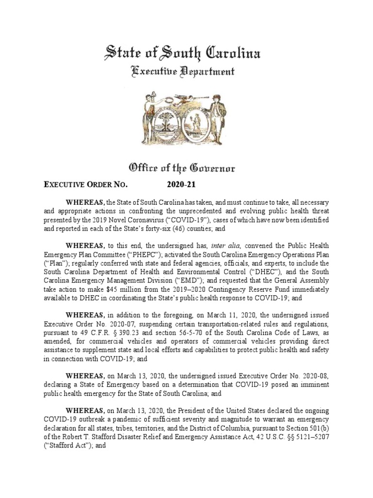 2020-04-06 EFILED Executive Order No. 2020-21 - Stay at Home or Work ...