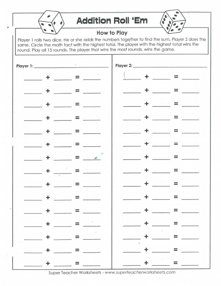 Addition Roll em | PDF
