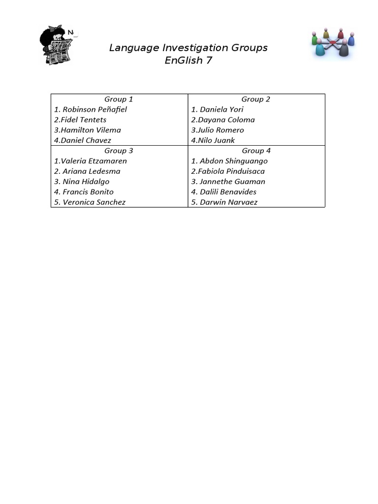 Language Investigation Groups 7A | PDF | Science & Mathematics
