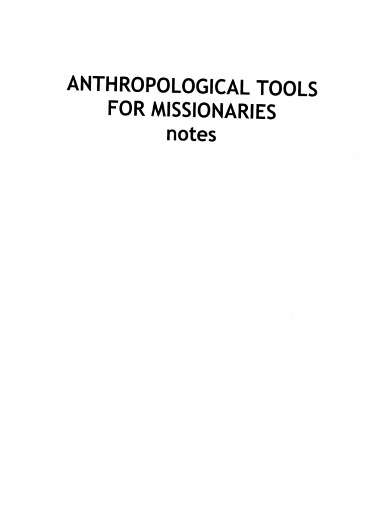 Lecture Note 1 Anthropological Tools For Missionaries | PDF