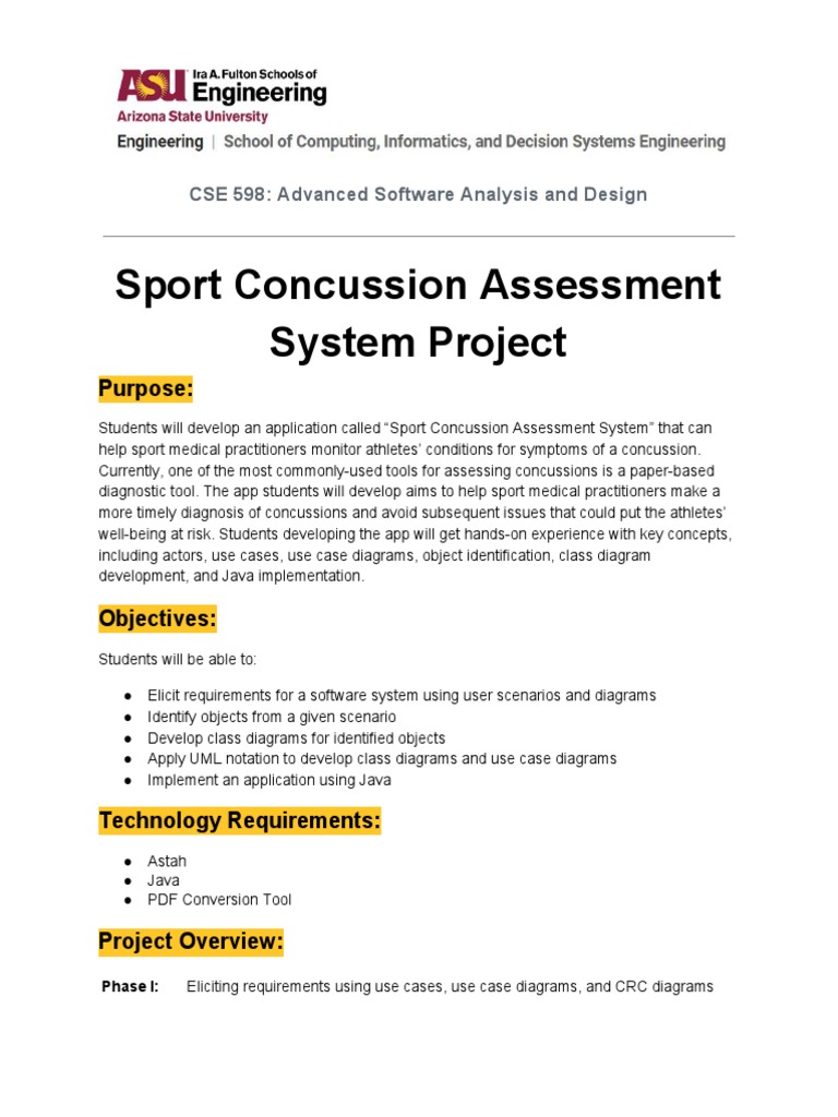 Sport Concussion Assessment System Project: Purpose | PDF | Use Case ...