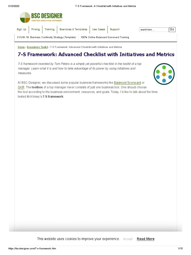 7-S Framework - A Checklist With Initiatives and Metrics | PDF ...