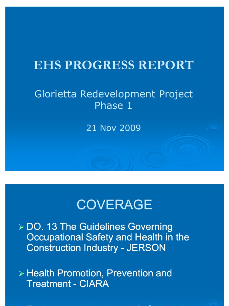 MDC EHS Progress Report Presentation 21 Nov 09 | PDF | Occupational ...