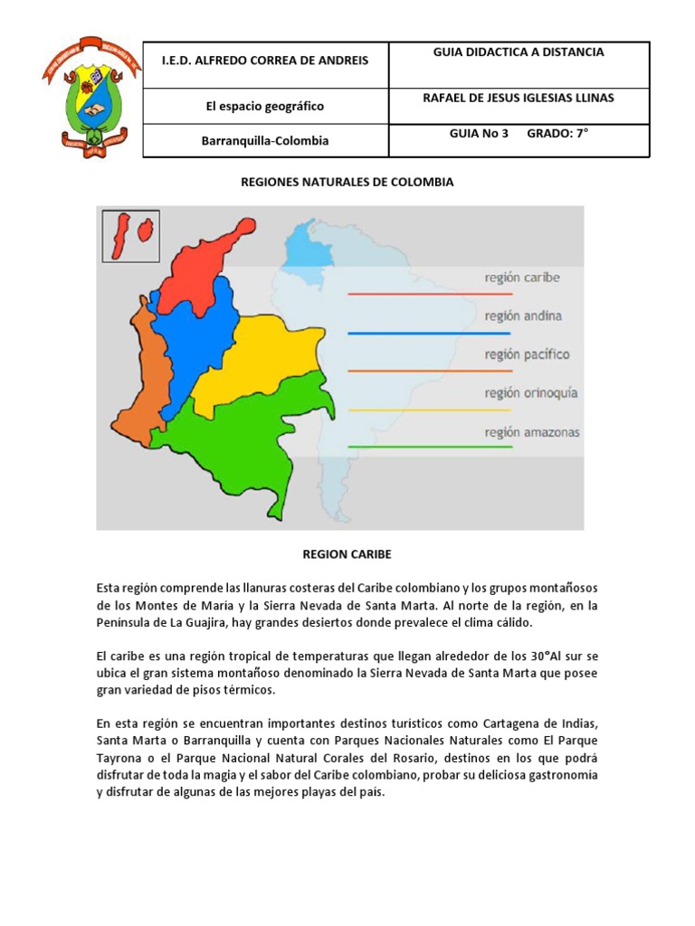 Guia #3 Regiones Naturales de Colombia | PDF | Andes | Colombia