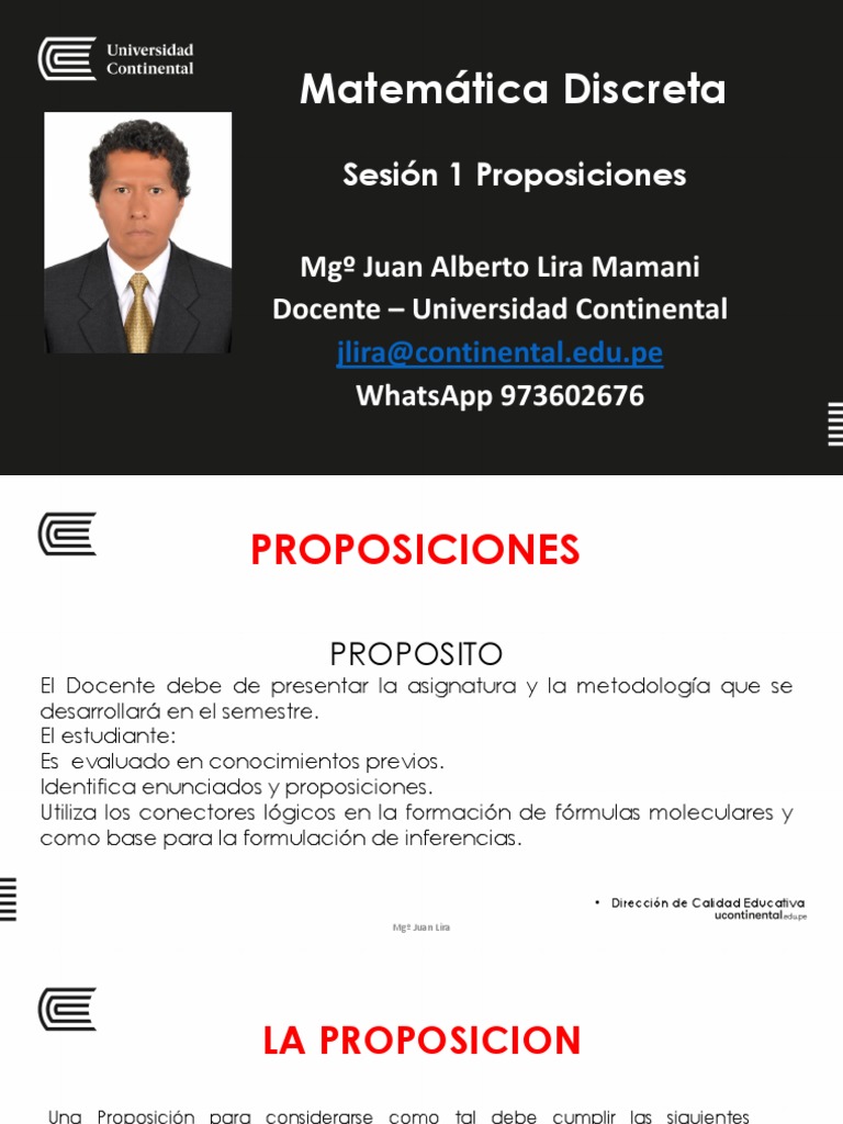 Proposiciones en Matemática Discreta | PDF | Proposición | Lógica