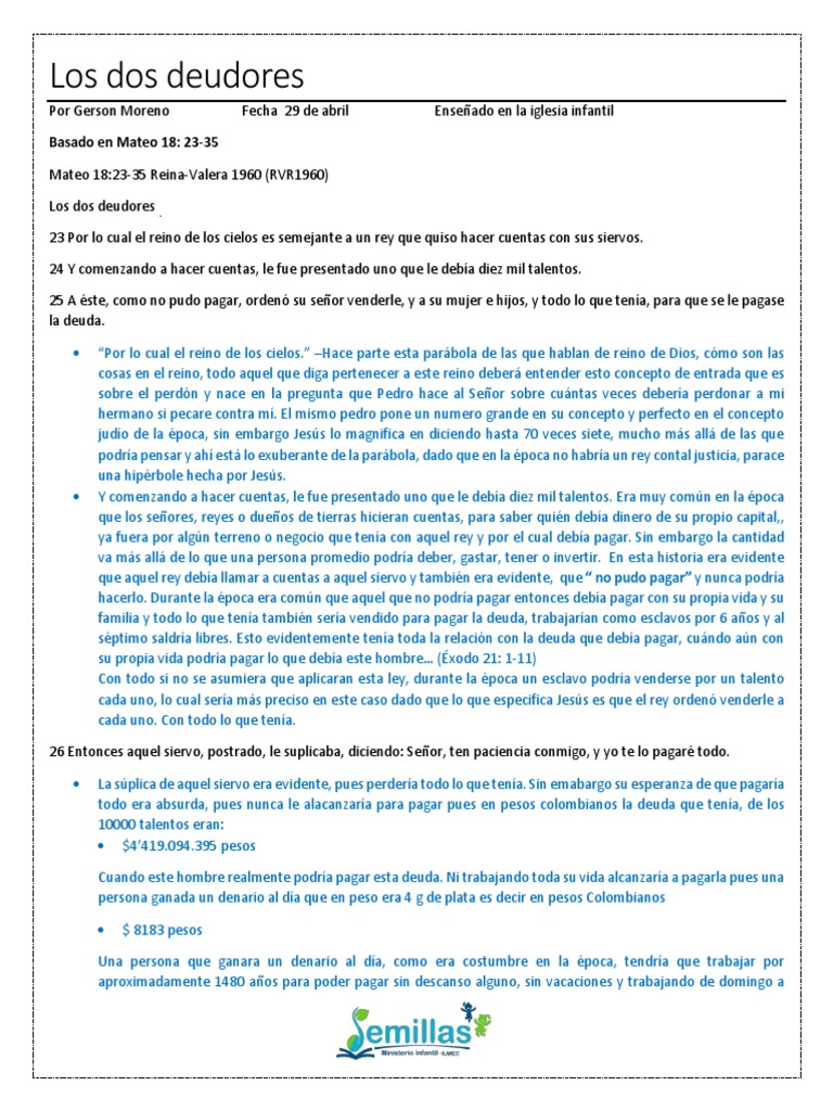 Parábolas-Los Dos Deudores | PDF | Misericordia | Jesús