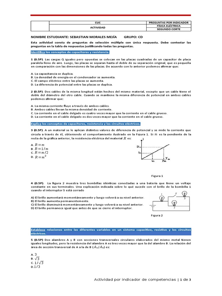 ACTIVIDAD 2do CORTE | PDF | Condensador | Resistencia Eléctrica y Conductancia