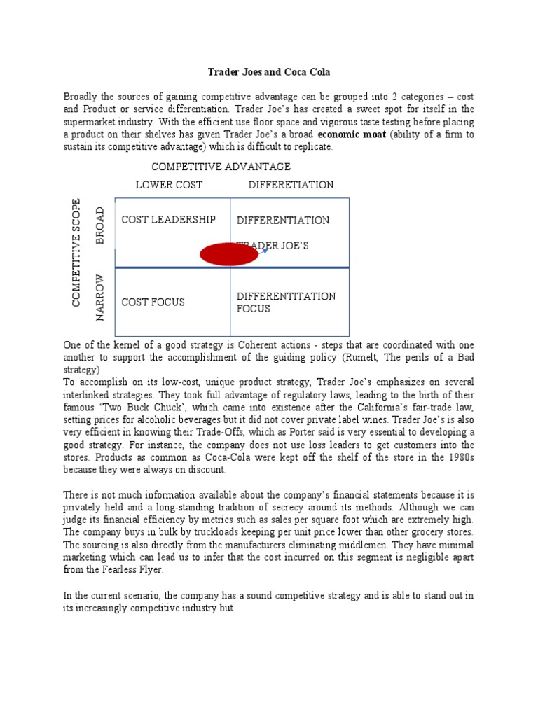 Trader Joes and Coca Cola | PDF | Competitive Advantage | Coca Cola