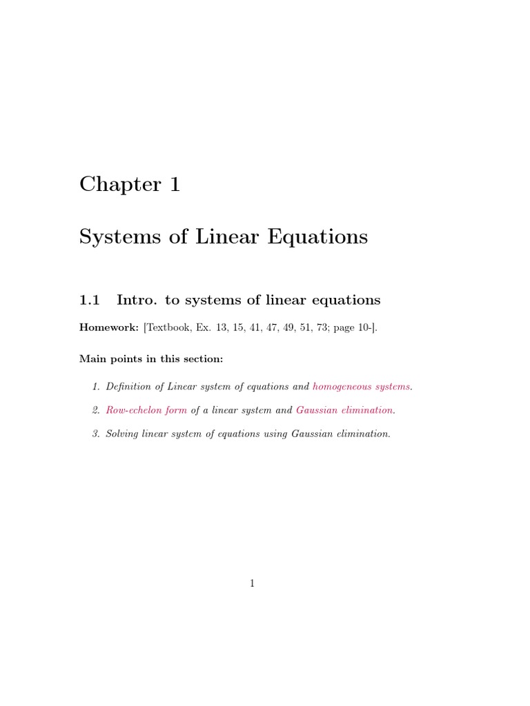 Systems of Linear Equations Workbook | PDF | Matrix (Mathematics ...
