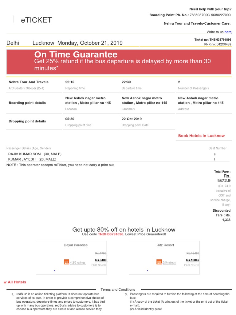 Redbus Ticket TNBH38791896 PDF | PDF | Ticket (Admission) | Baggage