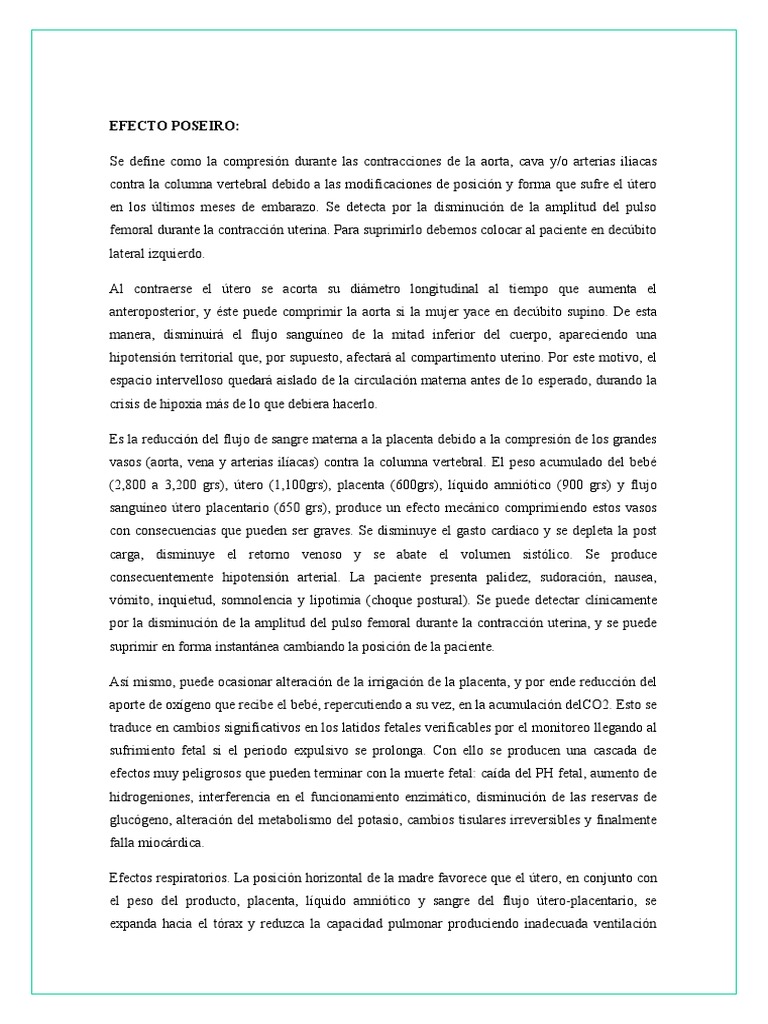 Efecto Poseiro en el Embarazo | PDF | Placenta | Feto