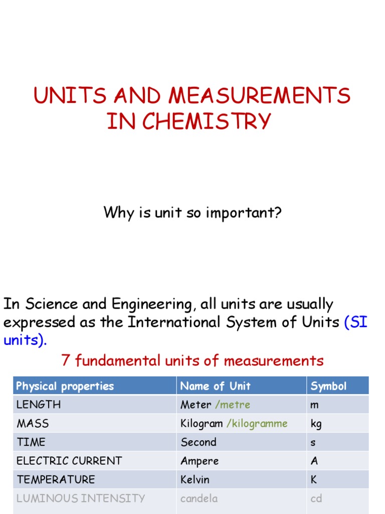 SI Units and Measurements in Chemistry | PDF | Significant Figures ...