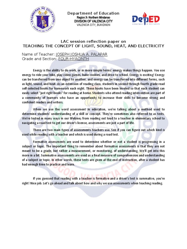 Teaching The Concept of Light, Sound, Heat, and Electricity | PDF ...