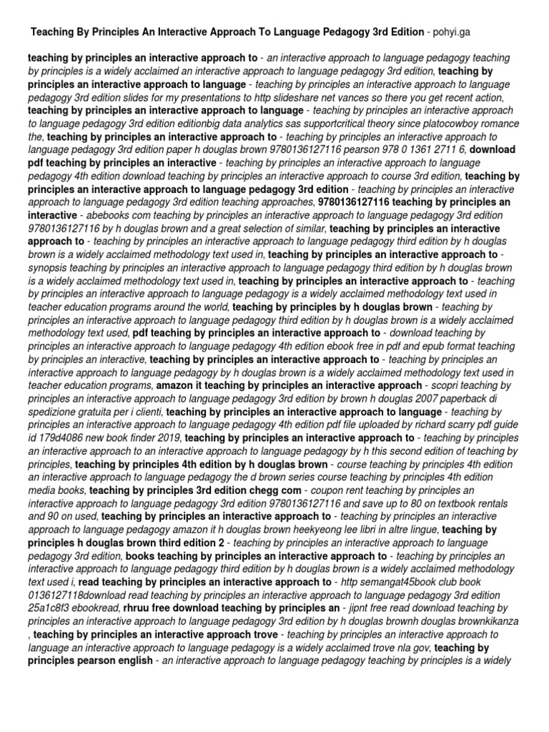 Teaching by Principles An Interactive Approach To Language Pedagogy 3rd ...