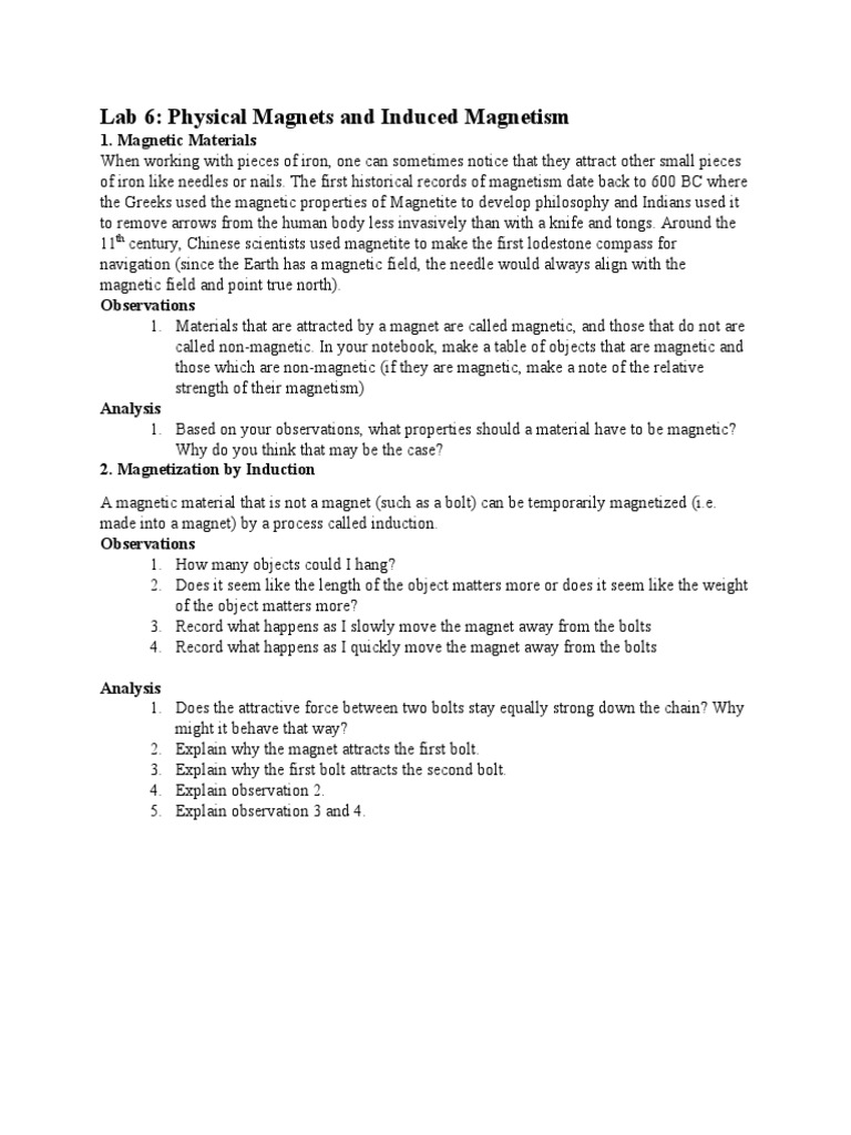 Magnetism Lab 6 Online Variant | PDF | Magnetism | Compass