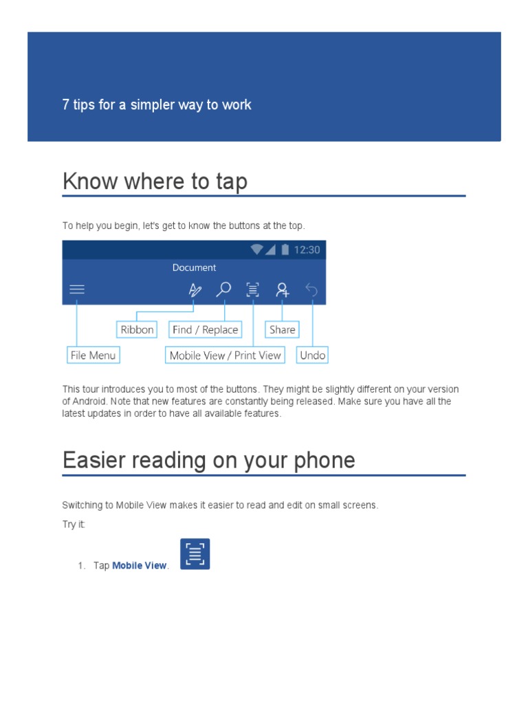 Know Where To Tap: 7 Tips For A Simpler Way To Work | PDF | Android ...