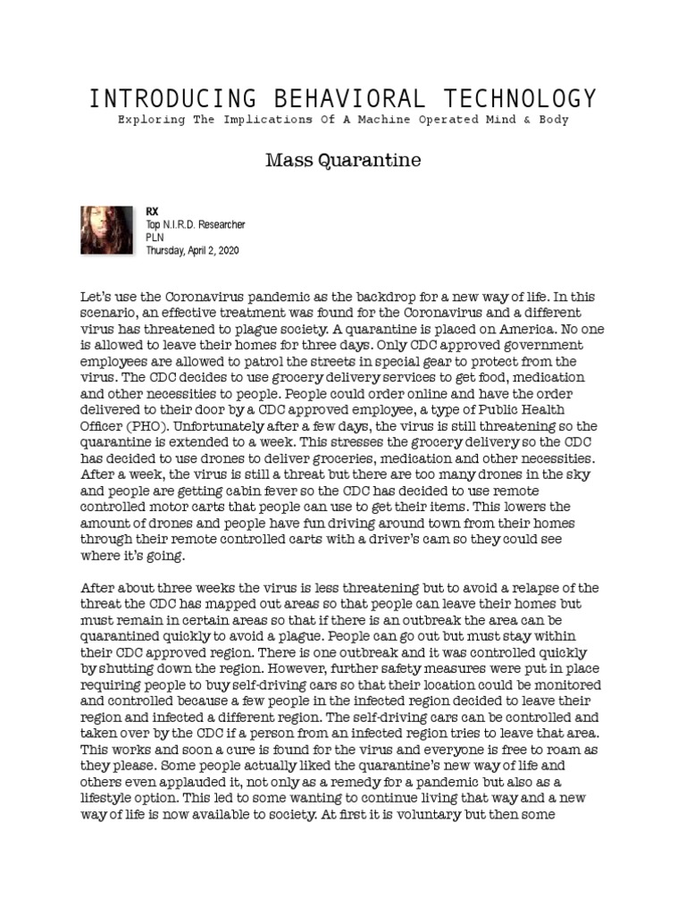 Mass Quarantine | PDF | Primary Care | Centers For Disease Control And ...