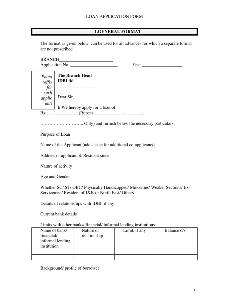General Appl Form | PDF | Loans | Credit