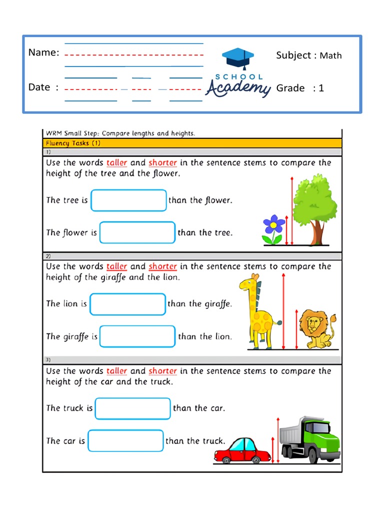 Name: Date: Subject: Grade: 1 | PDF