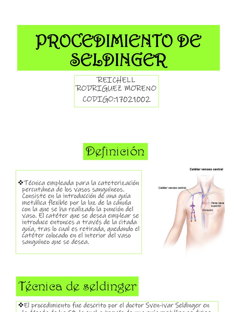 Procedimiento de Seldinger | PDF | Medicina CLINICA | Especialidades ...