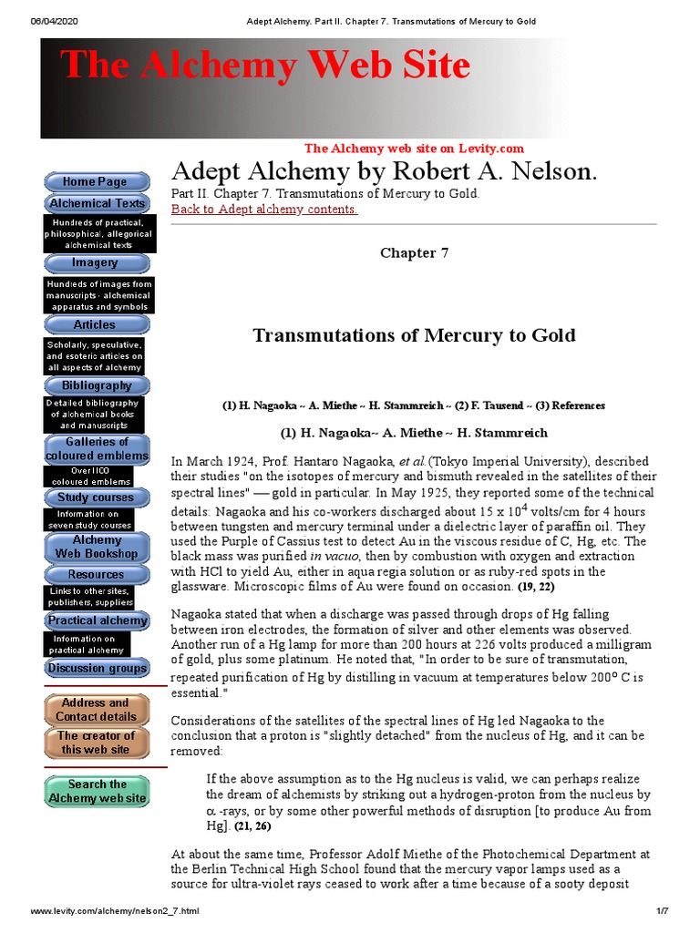 Alchemy: Mercury to Gold Transmutation | PDF | Mercury (Element) | Electron