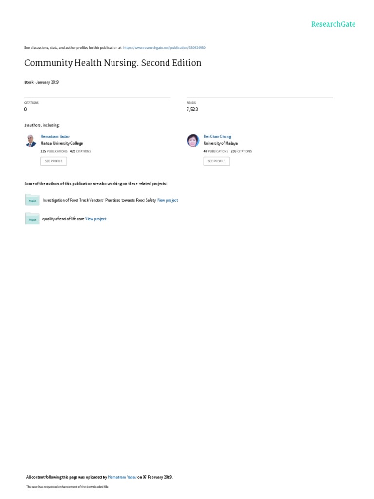 Community Health Nursing. Second Edition: January 2019 | PDF