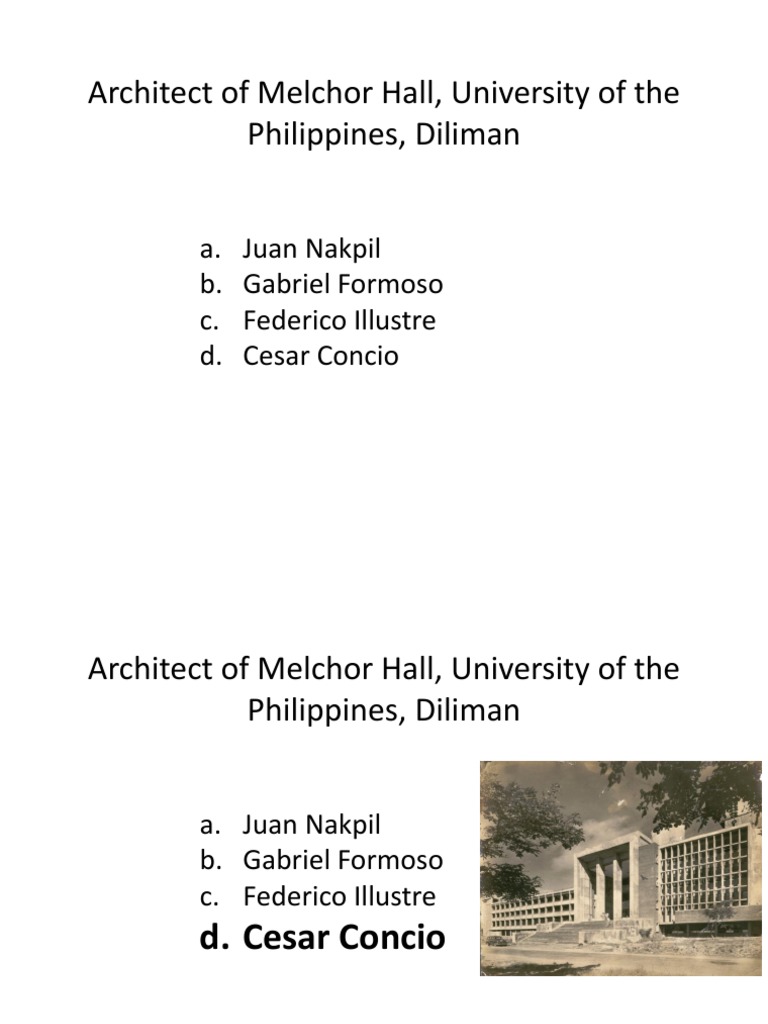 Architect of Melchor Hall, University of The Philippines, Diliman | PDF ...