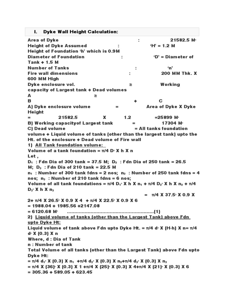 Dyke Calculation and Technical | PDF | Gases | Energy Technology